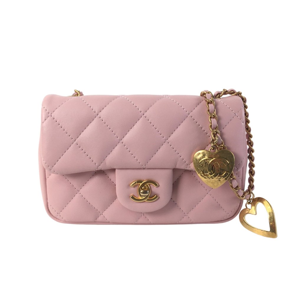 Chanel Heart Charms Flap Mini Pink Lambskin - Luxe Du Jour