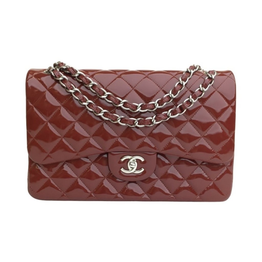 Chanel Classic Flap Jumbo Red Patent Shw - Luxe Du Jour