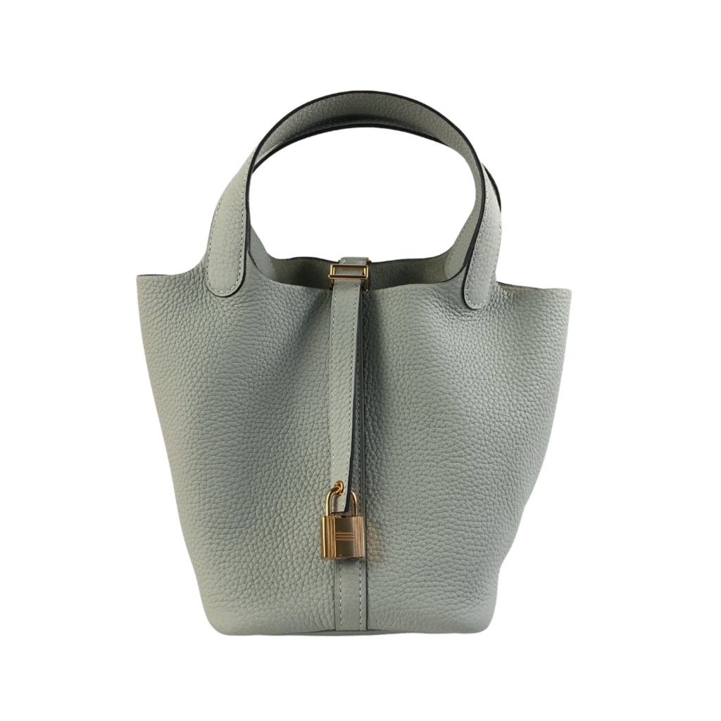 Hermes Picotin 18 Gris Neve Clemence GHW - Luxe Du Jour
