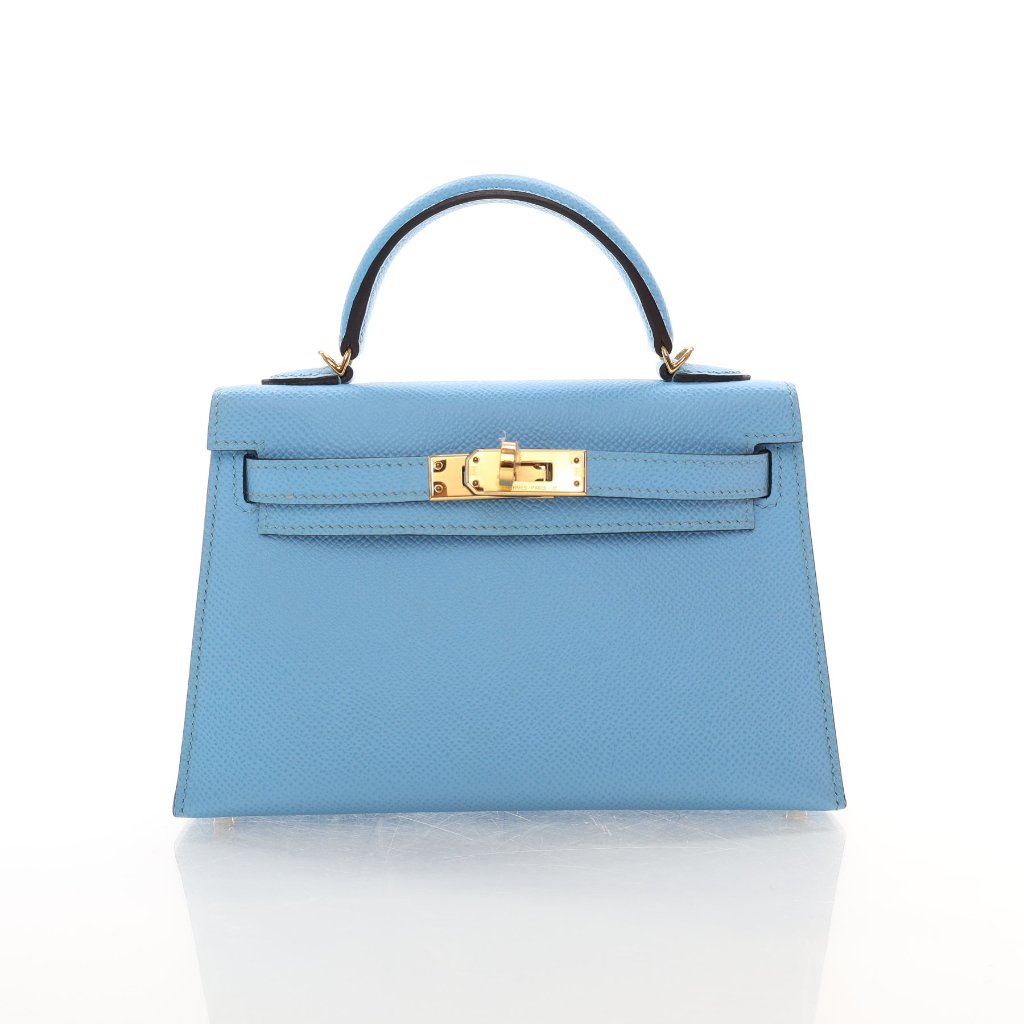 Hermes Mini Kelly Blue Celeste Epsom - Luxe Du Jour
