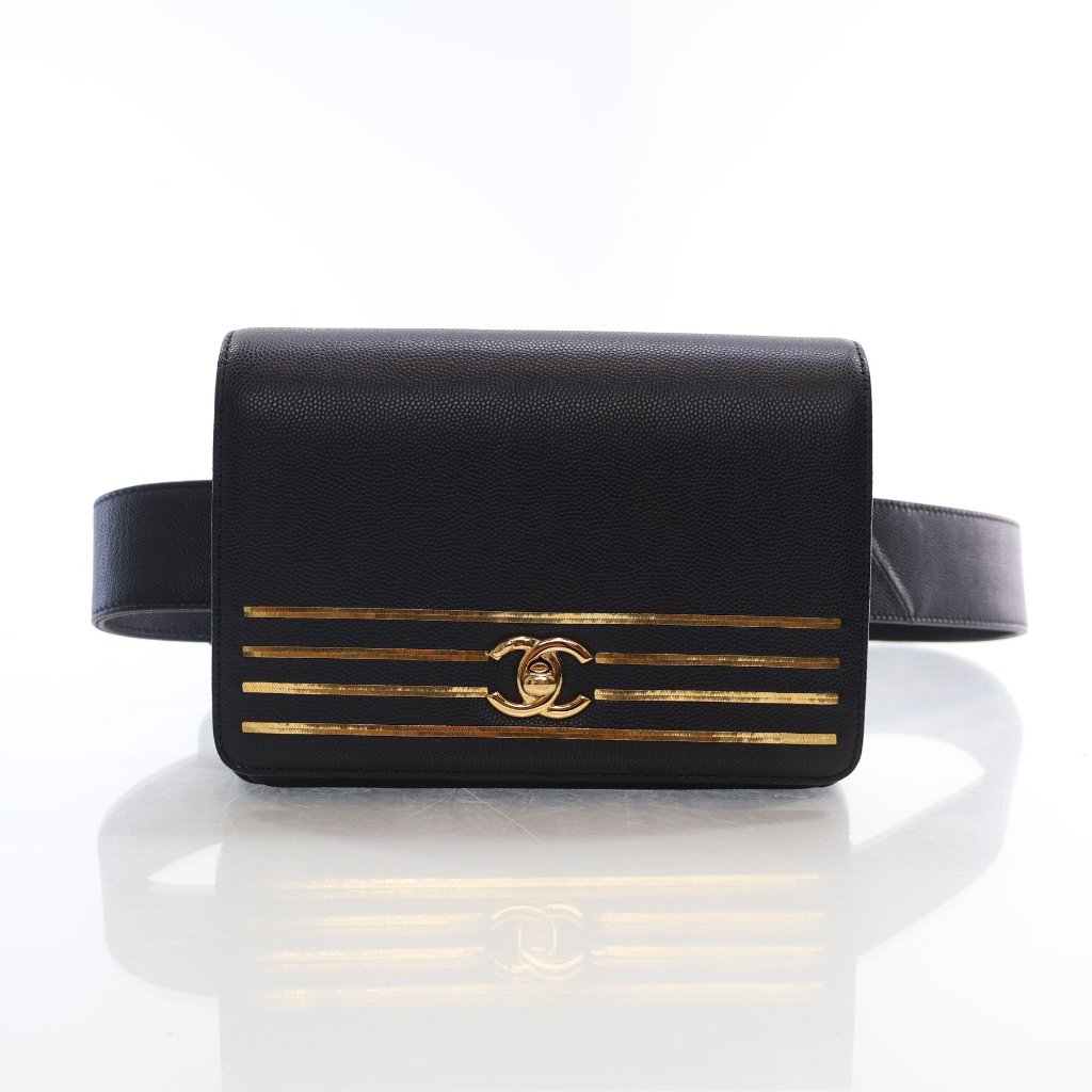 Chanel Captain Gold Belt Bag Black Caviar - Luxe Du Jour