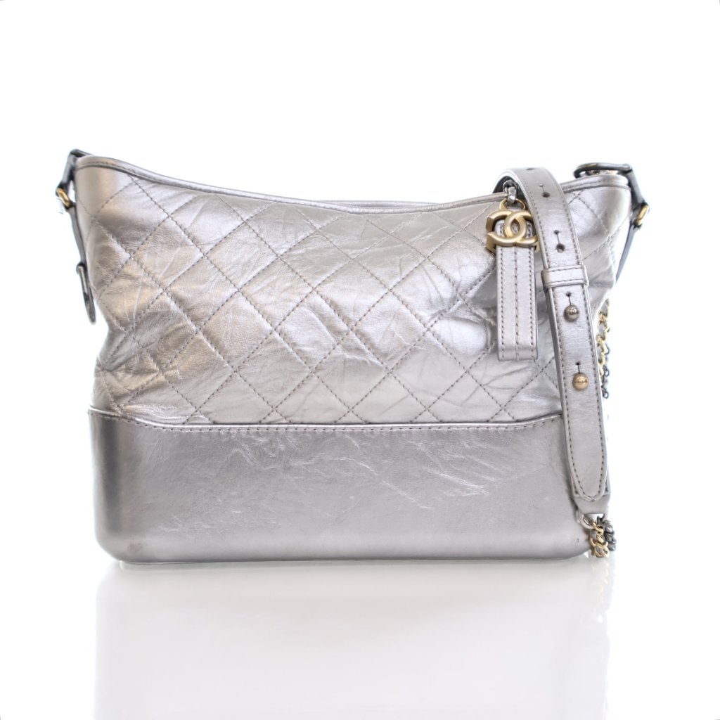 Chanel Medium Silver Aged Calfskin Gabrielle Hobo - Luxe Du Jour