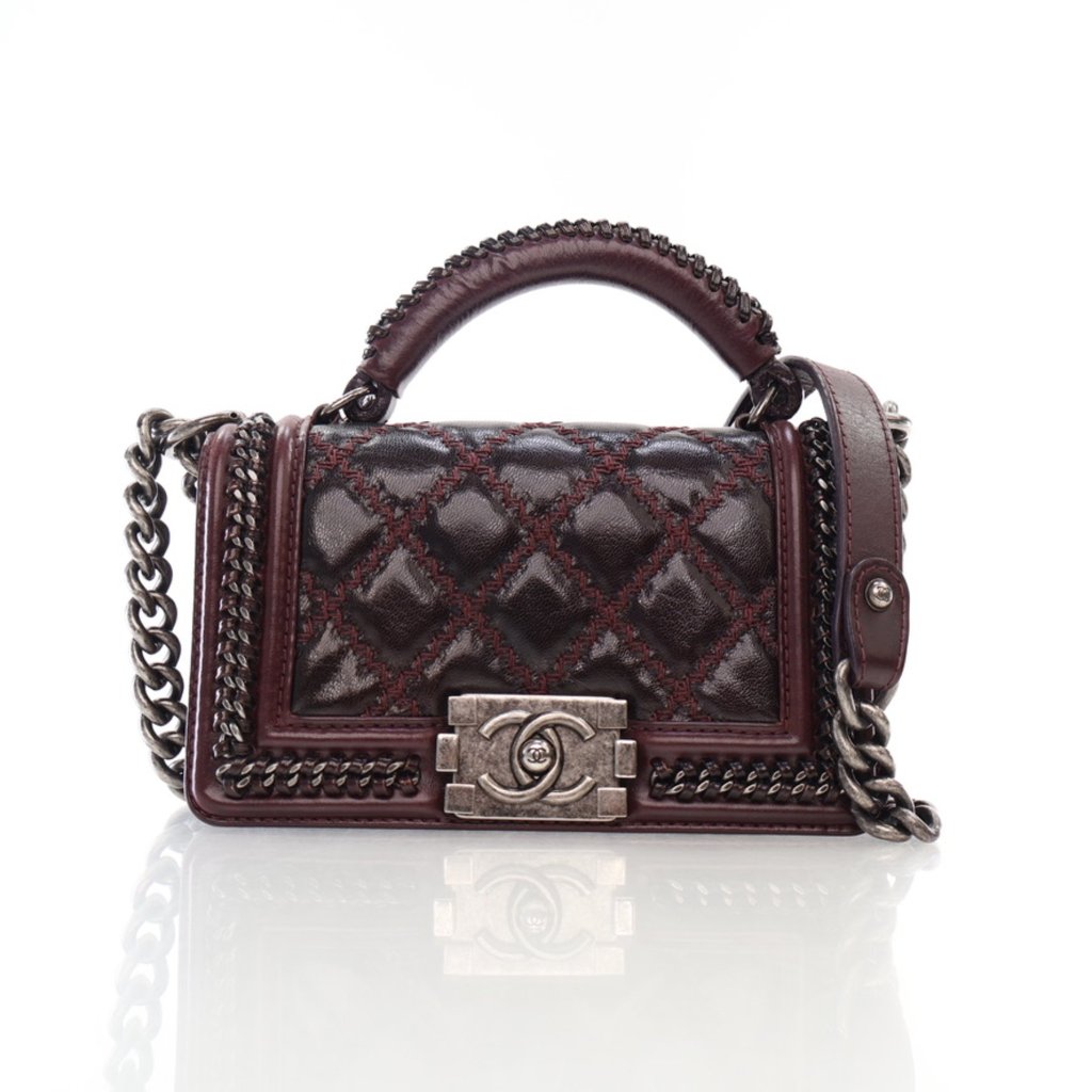 Chanel Small Burgundy Goatskin Paris-Salzburg Top Handle Boy Bag - Luxe ...