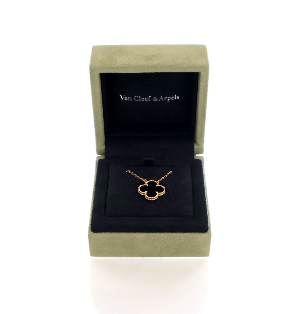 Van Cleef and Arpels Onyx Vintage Alhambra Pendant - Luxe Du Jour
