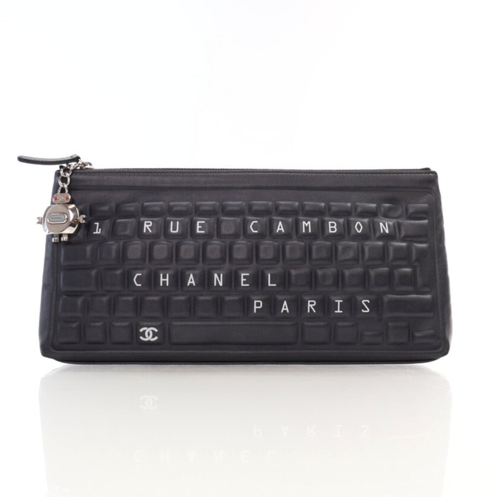 Chanel Black Calfskin Keyboard Zip Clutch - Luxe Du Jour