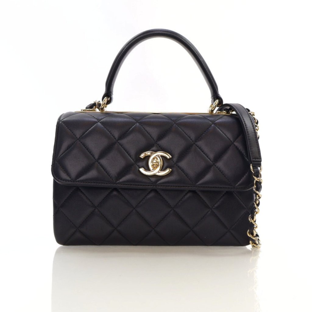 Chanel Small Black Lambskin Trendy CC Top Handle Bag - Luxe Du Jour