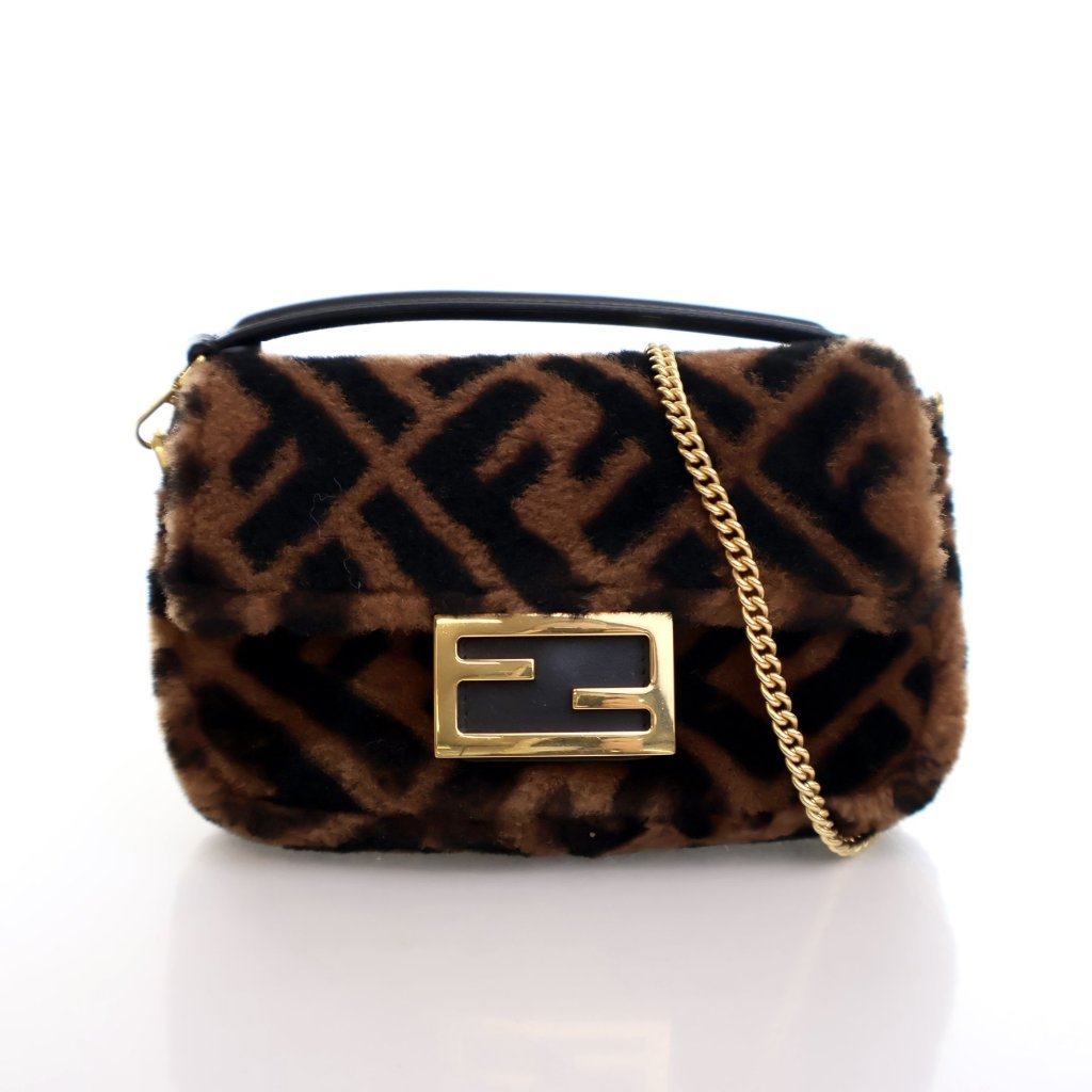 Fendi Mini Shearling Baguette - Luxe Du Jour