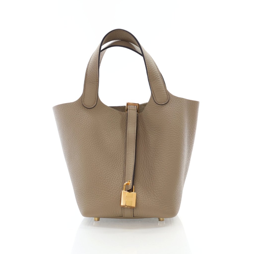 Hermes Beige Marfa Clemence Picotin Lock 18 - Luxe Du Jour