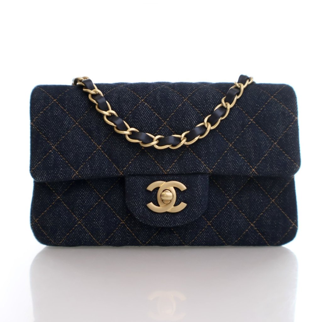 Chanel Mini Blue Denim Rectangular Classic Flap Bag - Luxe Du Jour