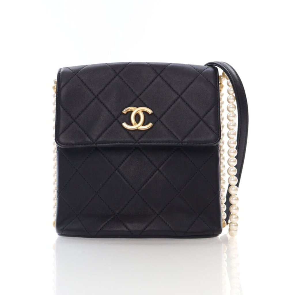 Chanel Small Black Calfskin Pearl Hobo Bag - Luxe Du Jour