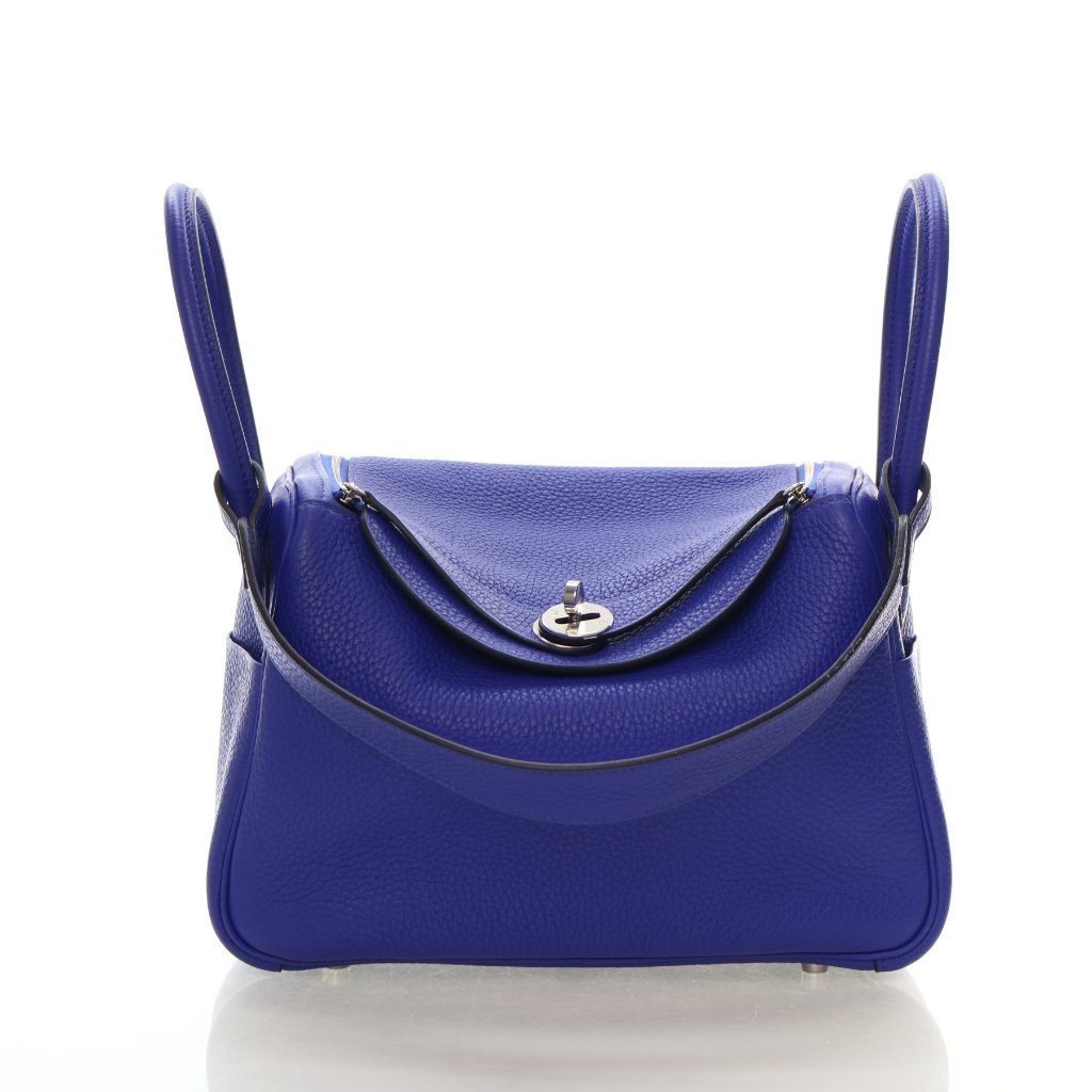 Hermes Blue Electric Taurillon Clemence Lindy 26 - Luxe Du Jour